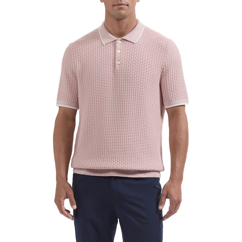 BUGATCHI basket stitch cotton blend polo sweater